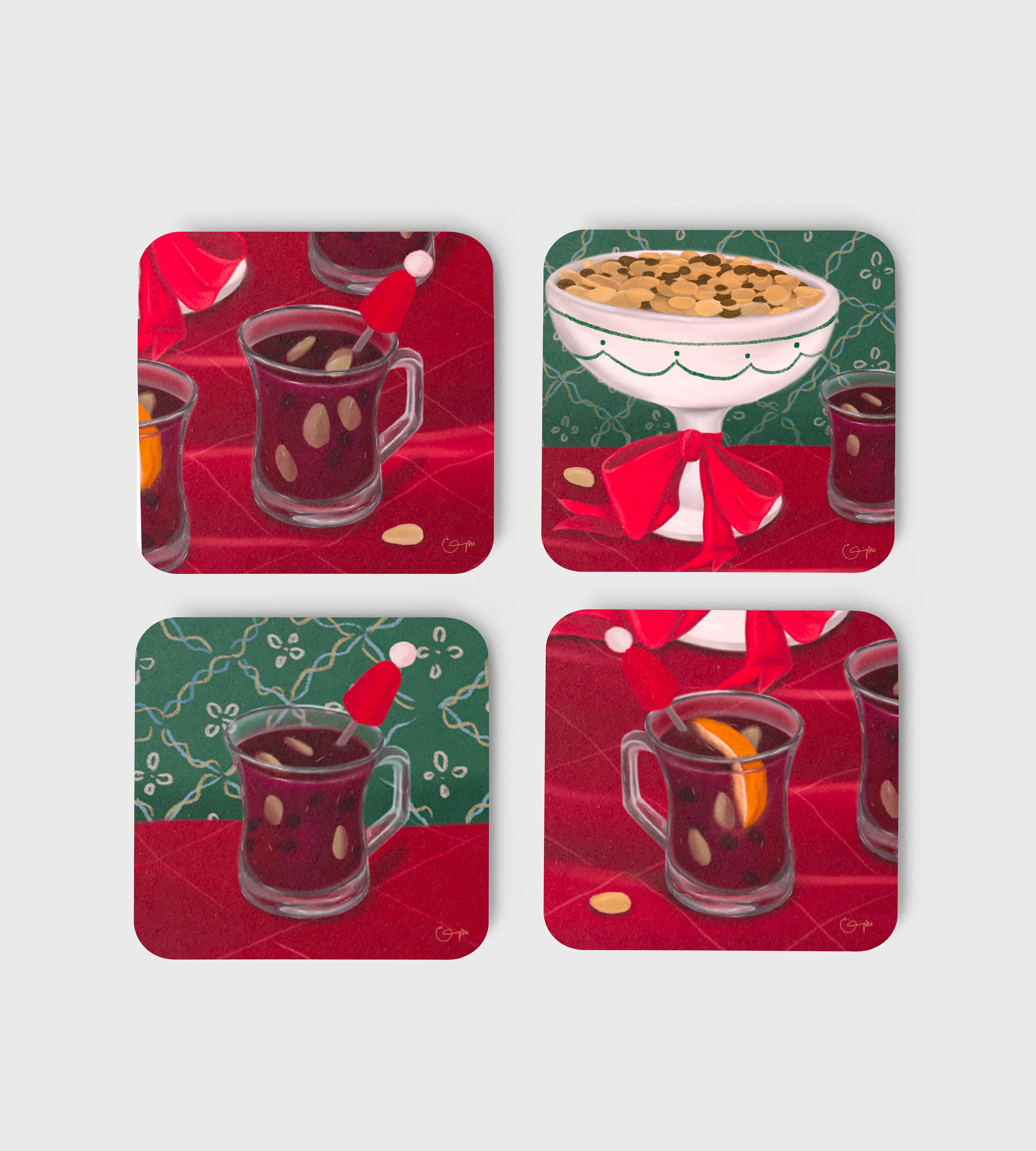 Elin PK Glasunderlägg 4-pack mixad Glögg - Elin PK